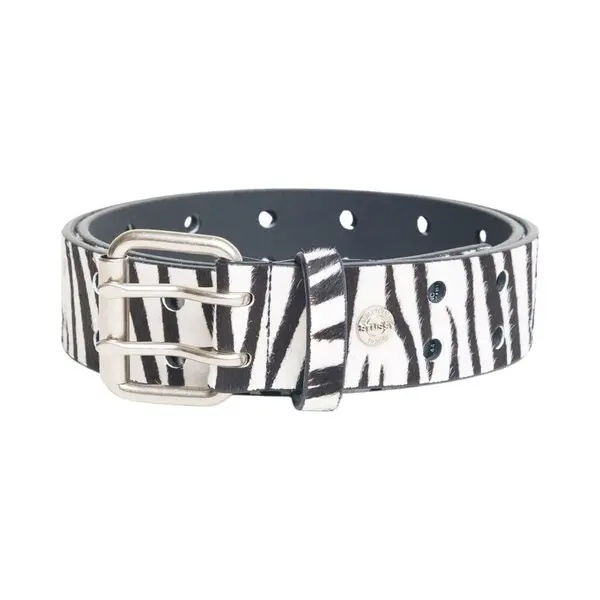 StÜssy Punch Out Leather Belt 'hairy Zebra Pattern