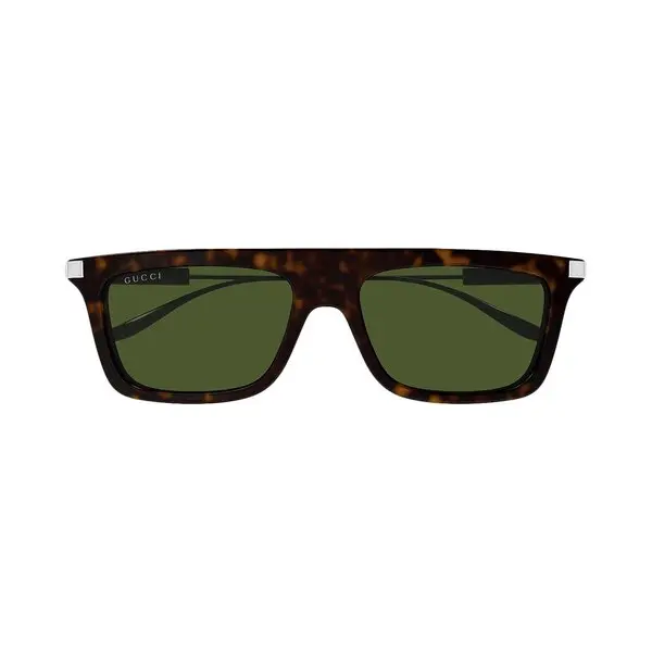 Gucci Square Sunglasses 'havana/silver/green