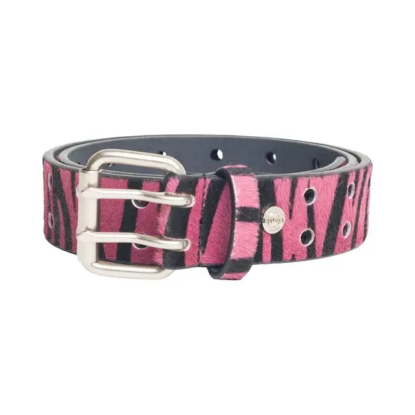 StÜssy Punch Out Leather Belt Hairy Zebra Pattern