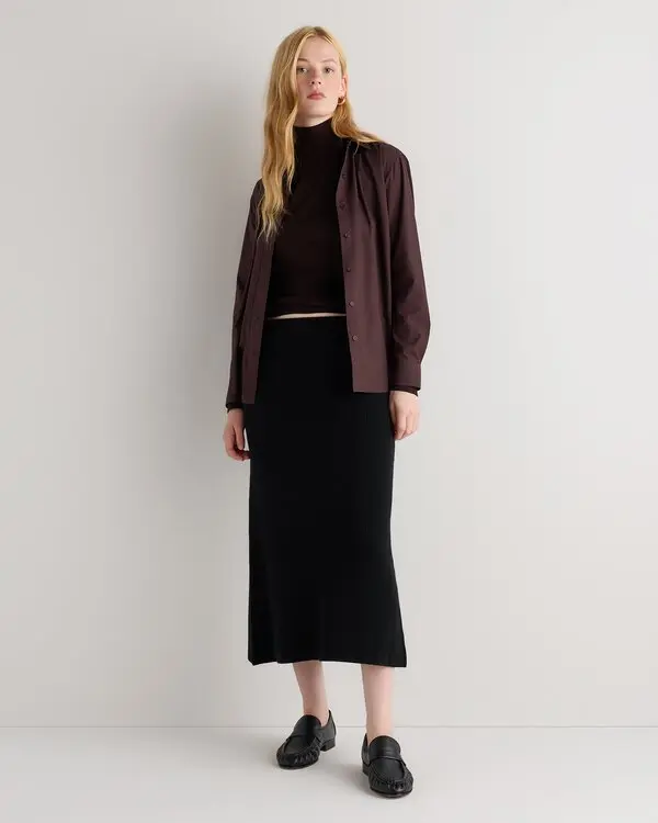 Quince Australian Merino Wool Midi Skirt - Black