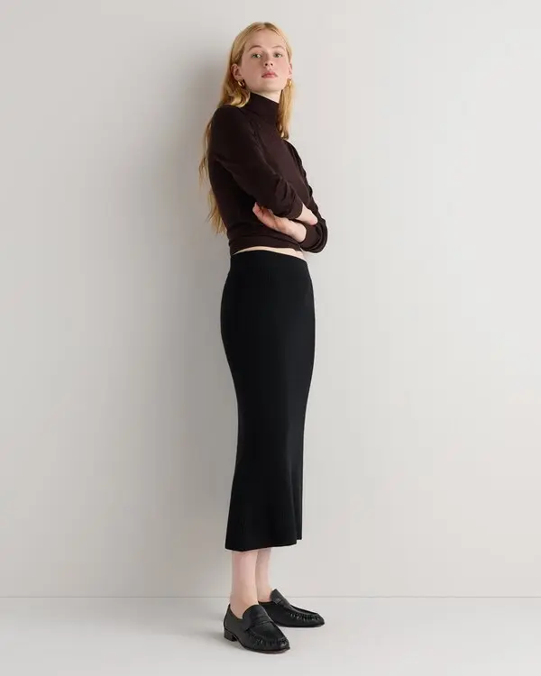 Quince Australian Merino Wool Midi Skirt - Black
