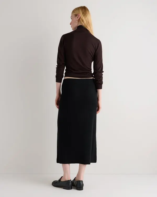 Quince Australian Merino Wool Midi Skirt - Black