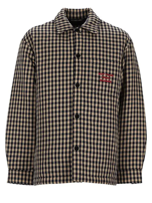 Drole De Monsieur Overshirt "slogan" In Cotone Check