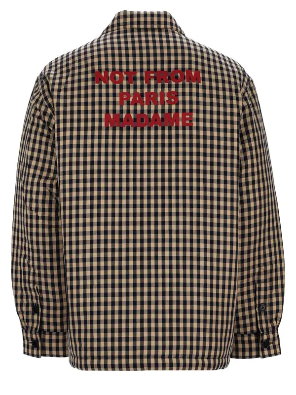 Drole De Monsieur Overshirt "slogan" In Cotone Check