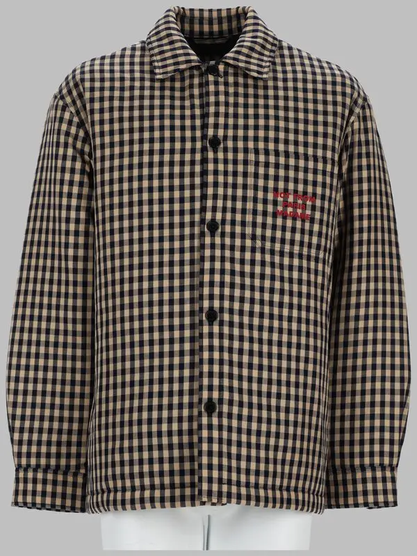 Drole De Monsieur Overshirt "slogan" In Cotone Check