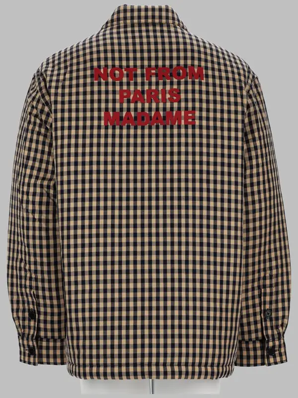 Drole De Monsieur Overshirt "slogan" In Cotone Check