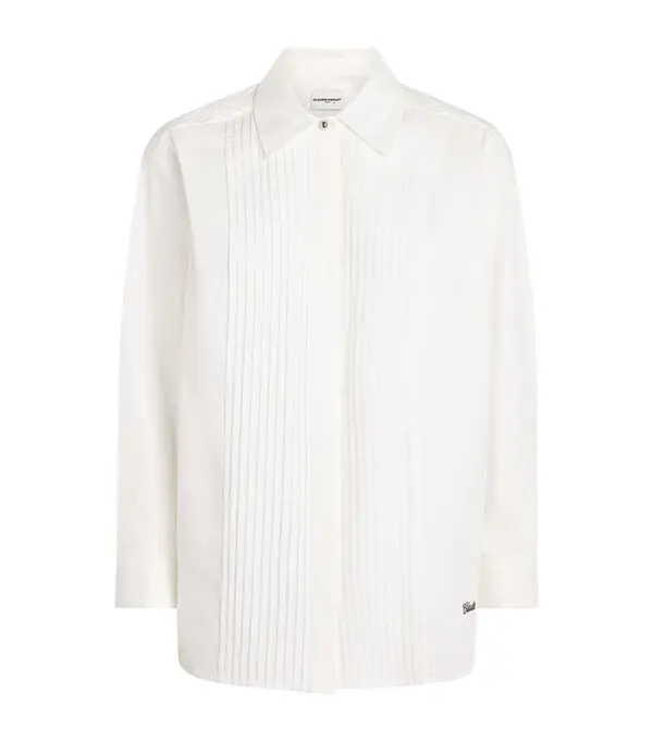 Claudie Pierlot Cotton Tuxedo Shirt With Pleating And Embroidery