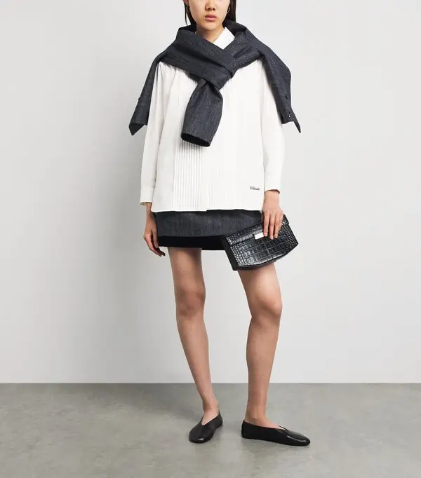 Claudie Pierlot Cotton Tuxedo Shirt With Pleating And Embroidery