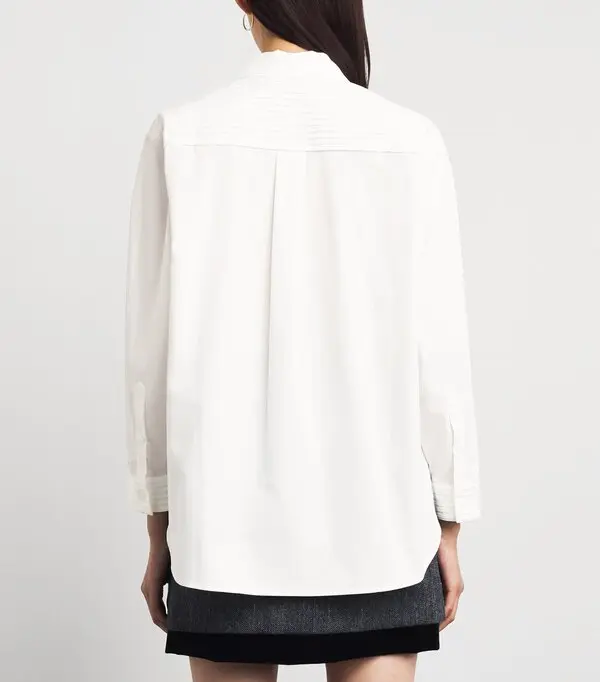Claudie Pierlot Cotton Tuxedo Shirt With Pleating And Embroidery