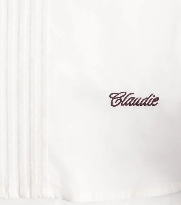 Claudie Pierlot Cotton Tuxedo Shirt With Pleating And Embroidery