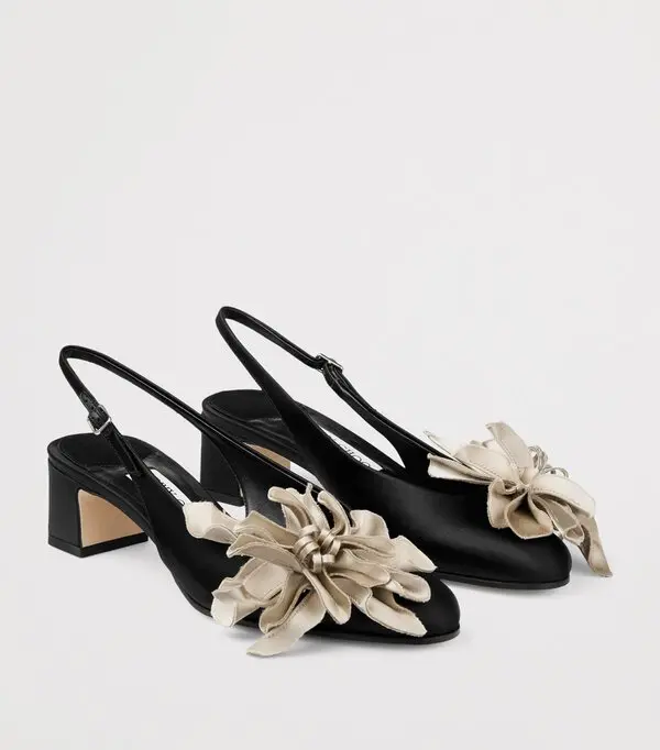JIMMY CHOO Eyla 45 Floral-appliqué Slingback Pumps