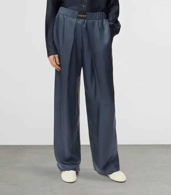 Loewe Silk-blend Logo Waistband Trousers