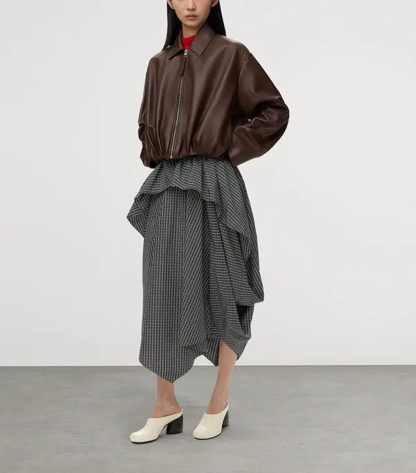 Loewe Draped Check Midi Skirt