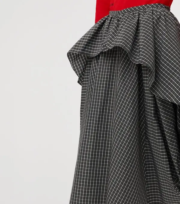 Loewe Draped Check Midi Skirt