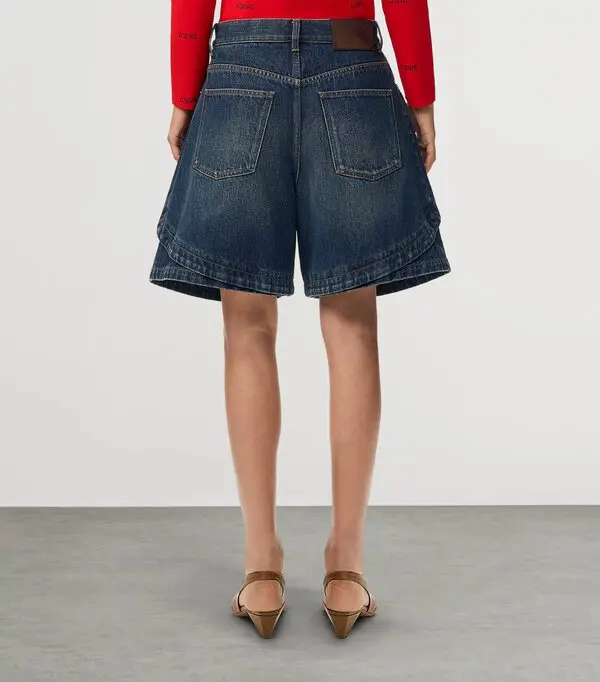 Loewe Panelled Denim Shorts - Navy