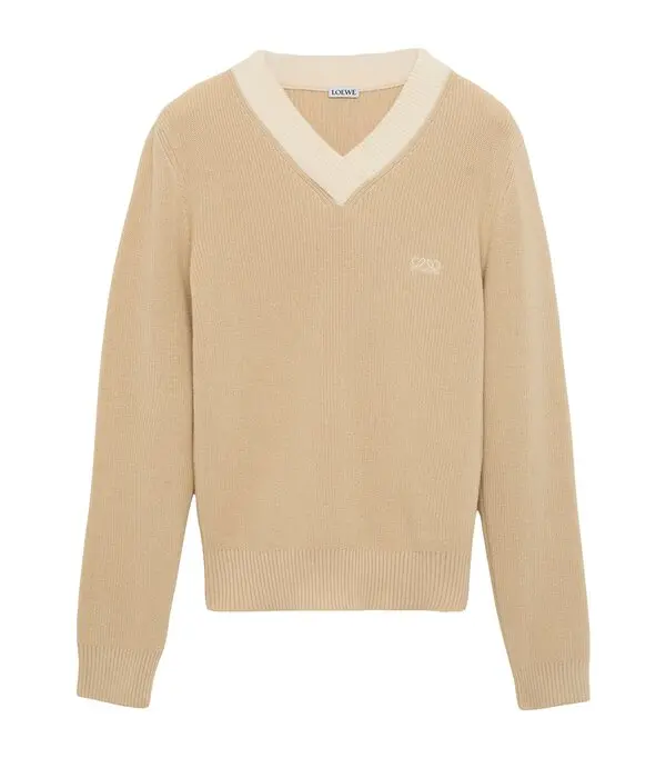 Loewe Cotton-wool V-neck Sweater