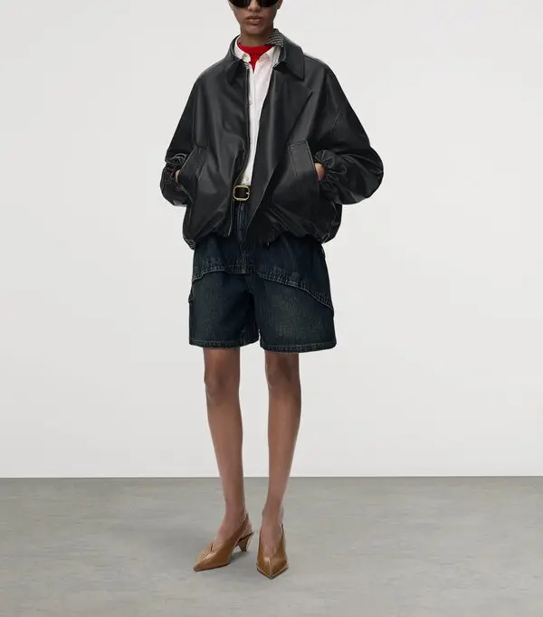 Loewe Leather Flap Bomber Jacket