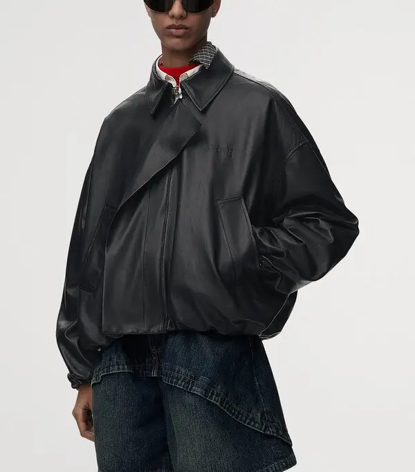 Loewe Leather Flap Bomber Jacket