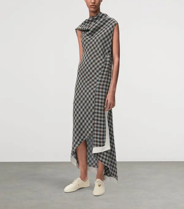Loewe Draped Check Maxi Dress