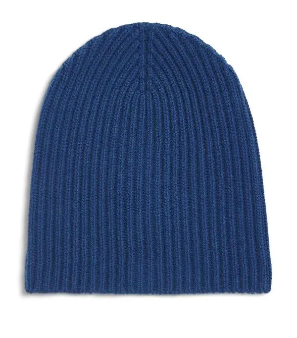 Johnstons Of Elgin Cashmere Ribbed Beanie - Blue