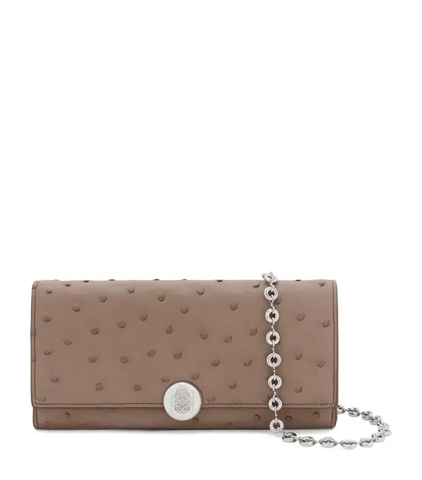 Loewe Ostrich Leather Pebble Continental Wallet