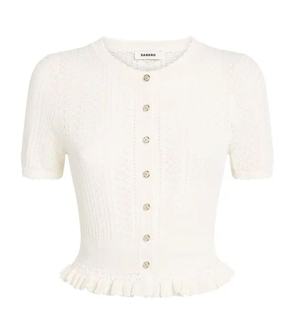 Sandro Pointelle-knit Cropped Cardigan