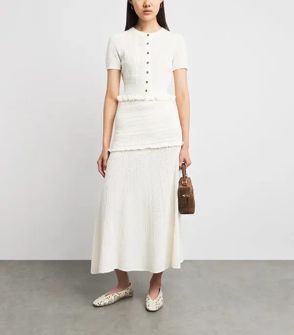 Sandro Pointelle-knit Cropped Cardigan