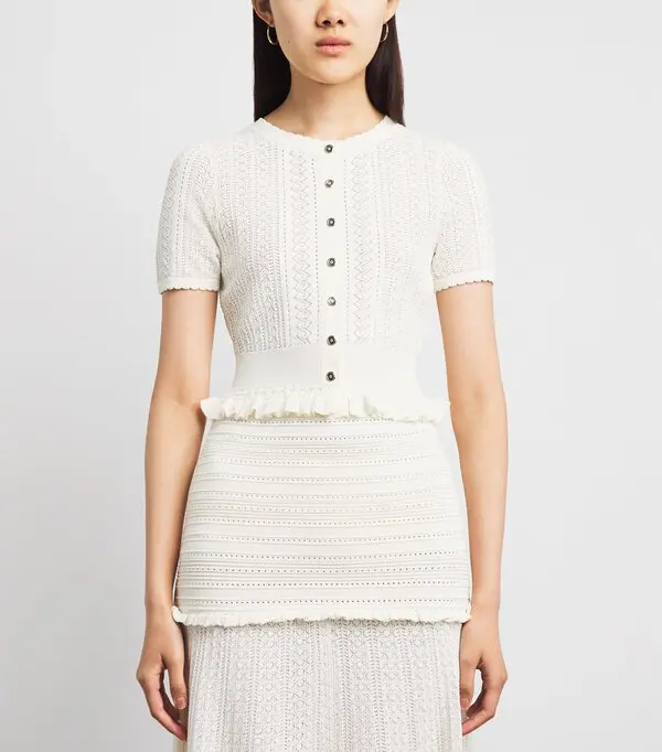 Sandro Pointelle-knit Cropped Cardigan