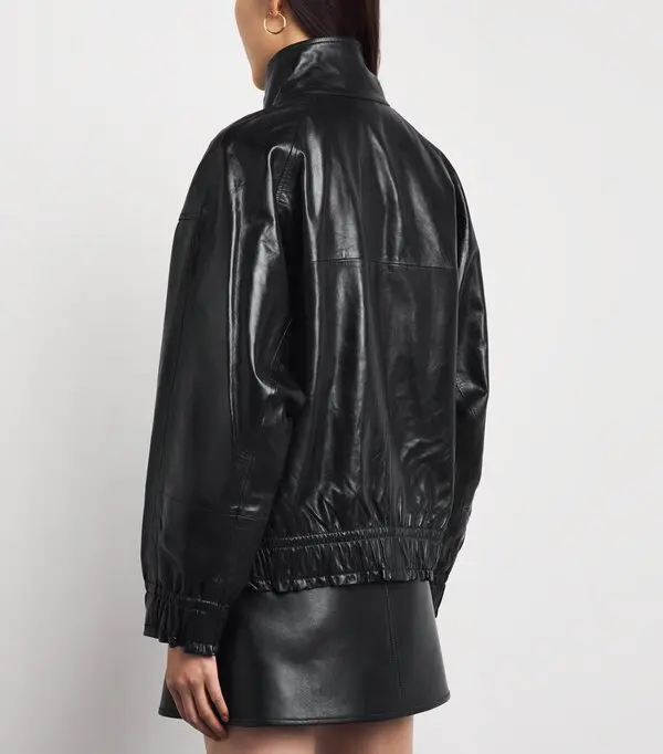 Sandro Oversized Glossy Leather Jacket