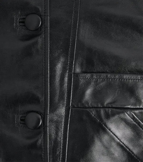 Sandro Oversized Glossy Leather Jacket