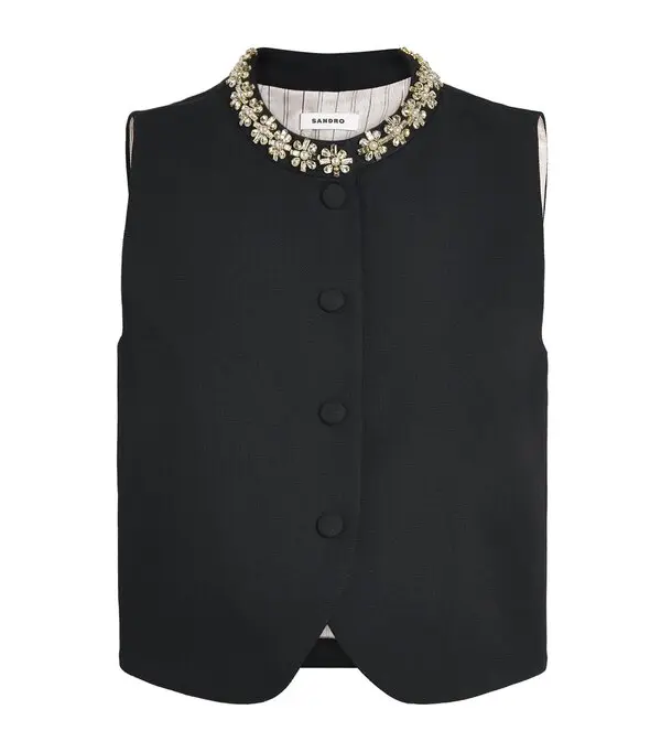 Sandro Wool Crystal-embellished Waistcoat