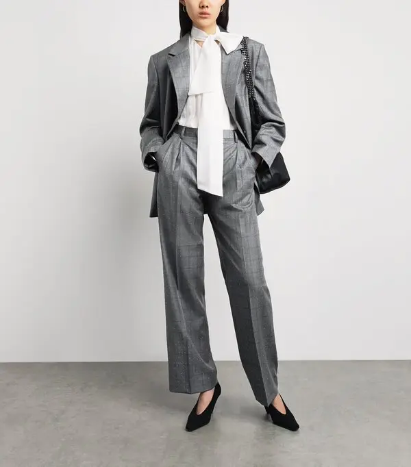 Sandro Wool Rhinestone Straight Trousers