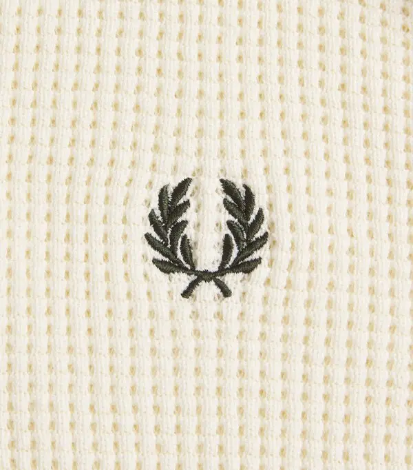 Fred Perry Cotton Waffle Knit Quarter-zip Sweatshirt - Ivory