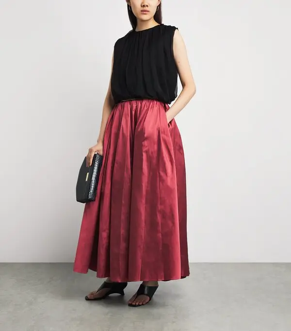 ABADIA Elodie Pleated Midi Skirt