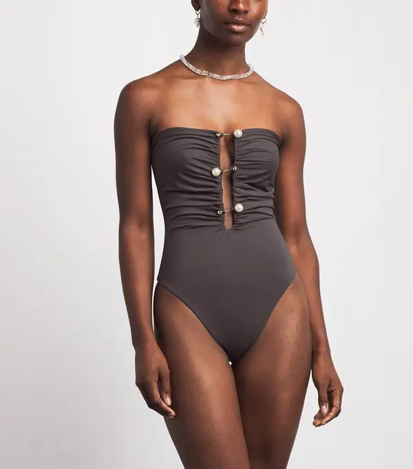 MORE NOIR Embellished Presley Strapless One Piece