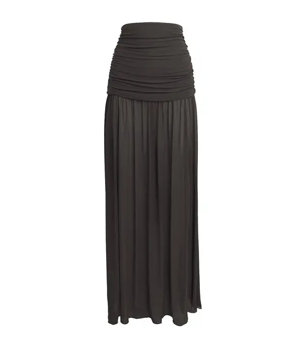 MORE NOIR Crepe Nova Maxi Skirt - Brown