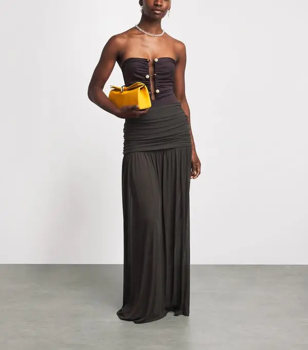 MORE NOIR Crepe Nova Maxi Skirt - Brown