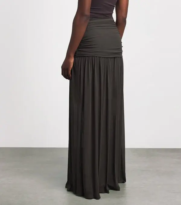 MORE NOIR Crepe Nova Maxi Skirt - Brown