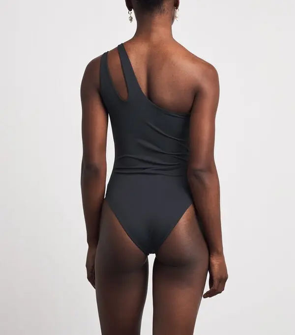 MORE NOIR Embellished One-shoulder Cut-out Swimsuit