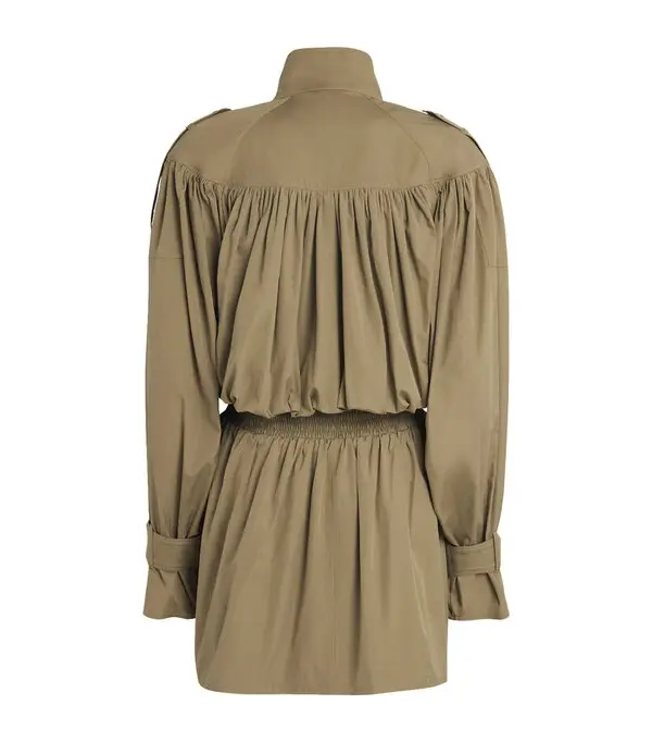 Chloé Cotton High-neck Gathered Trench Coat