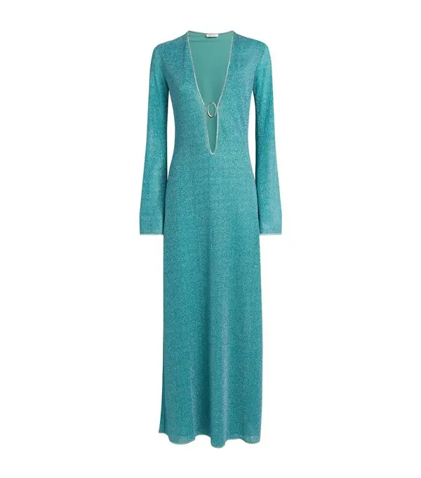 Oseree O-ring Lumière Kaftan Mini Dress - Turquoise