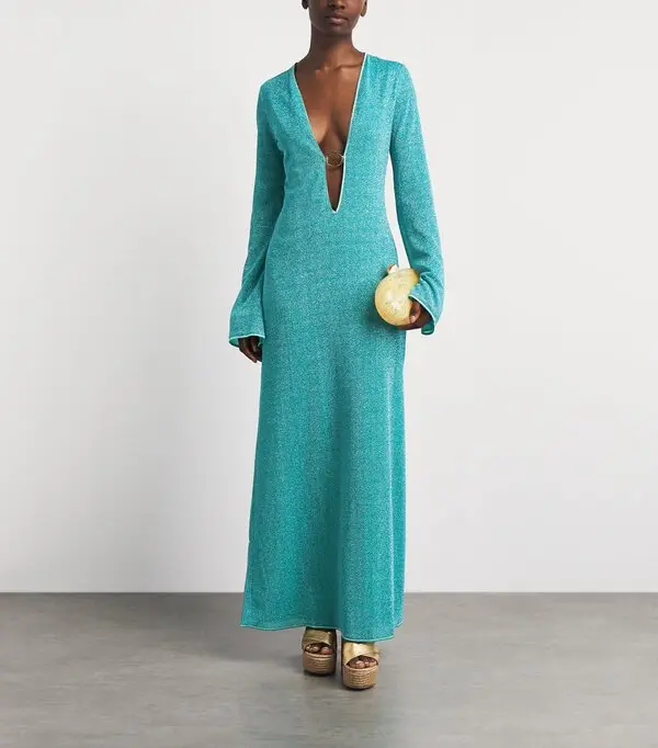 Oseree O-ring Lumière Kaftan Mini Dress - Turquoise