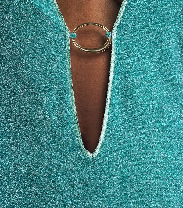 Oseree O-ring Lumière Kaftan Mini Dress - Turquoise