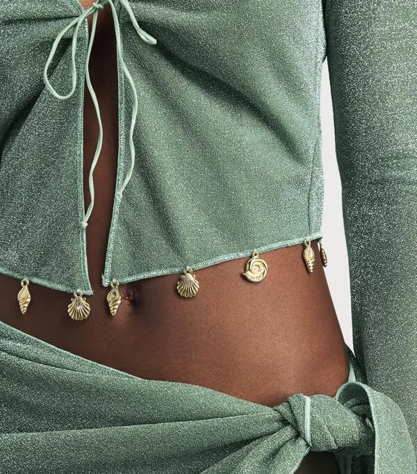 Oseree Cropped Lumière Shirt With Nautical Charms - Green