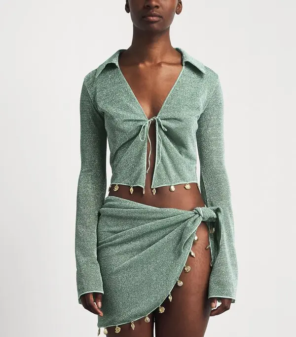 Oseree Cropped Lumière Shirt With Nautical Charms - Green