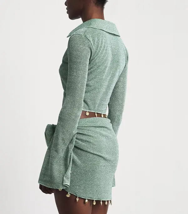 Oseree Cropped Lumière Shirt With Nautical Charms - Green