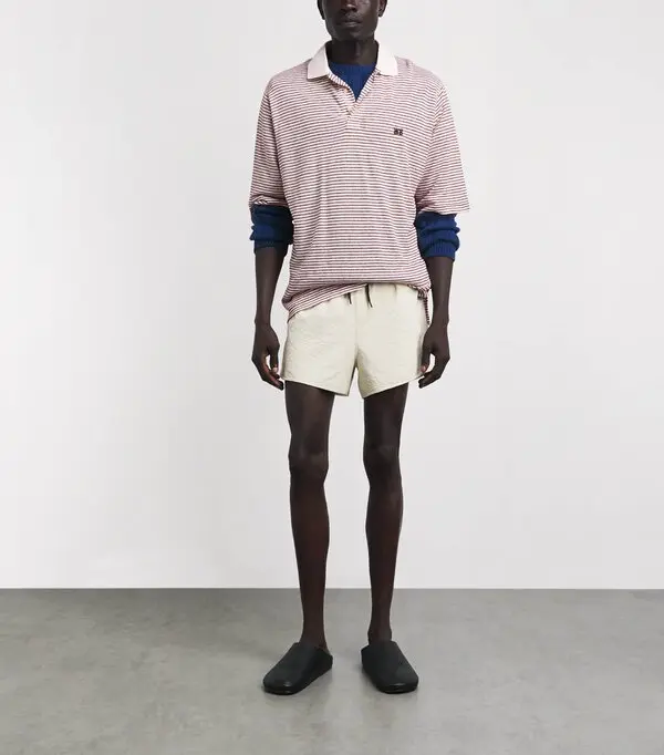 WALES BONNER Linen-cotton Stripe Bask Polo Shirt - Ivory
