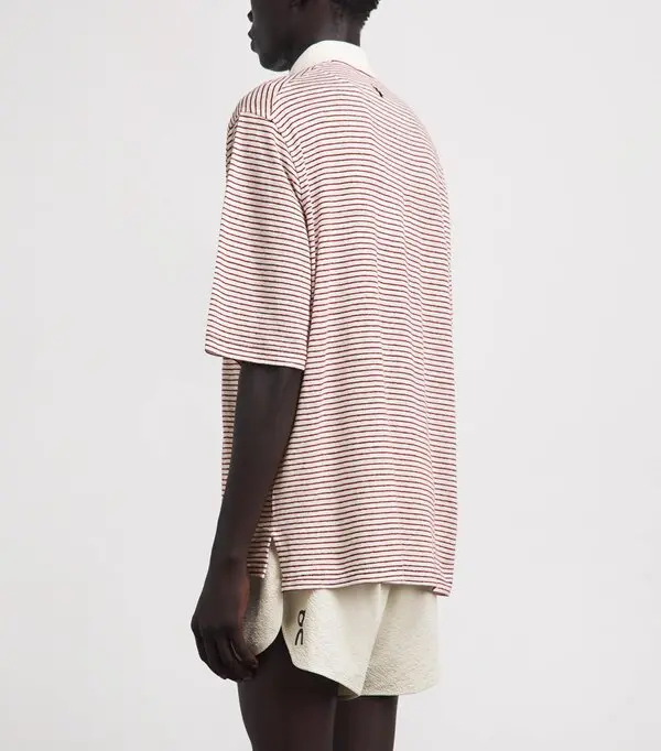 WALES BONNER Linen-cotton Stripe Bask Polo Shirt - Ivory