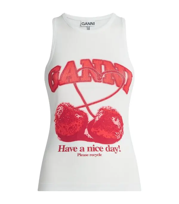 GANNI Organic Cotton Graphic Tank Top