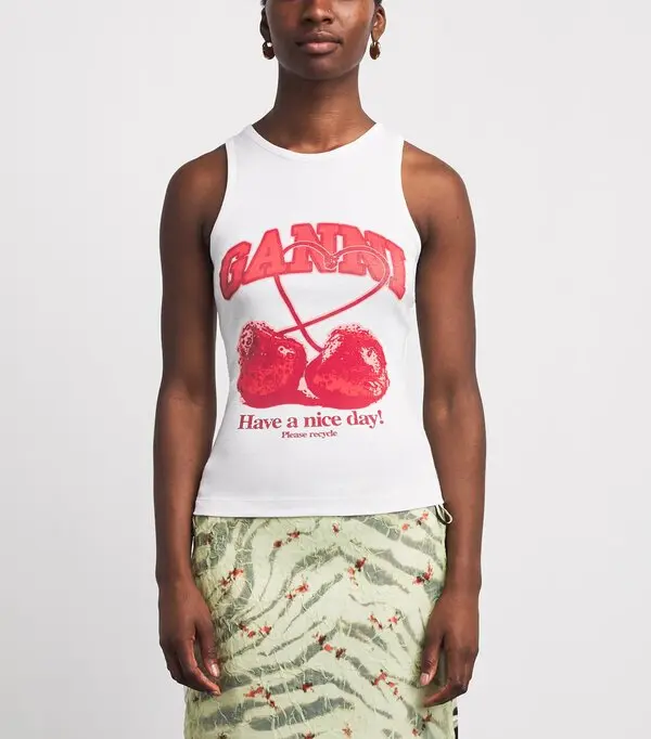 GANNI Organic Cotton Graphic Tank Top